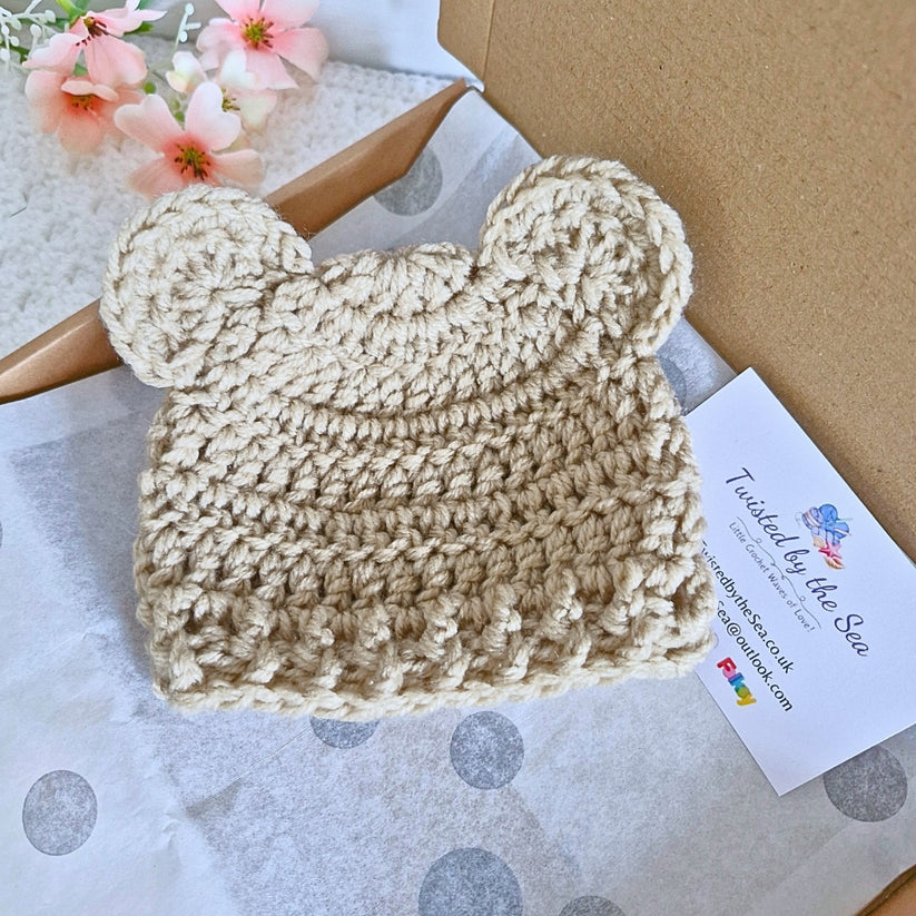 Crochet Teddy Baby Set – Hat & Booties Newborn Gift – Twisted by the Sea